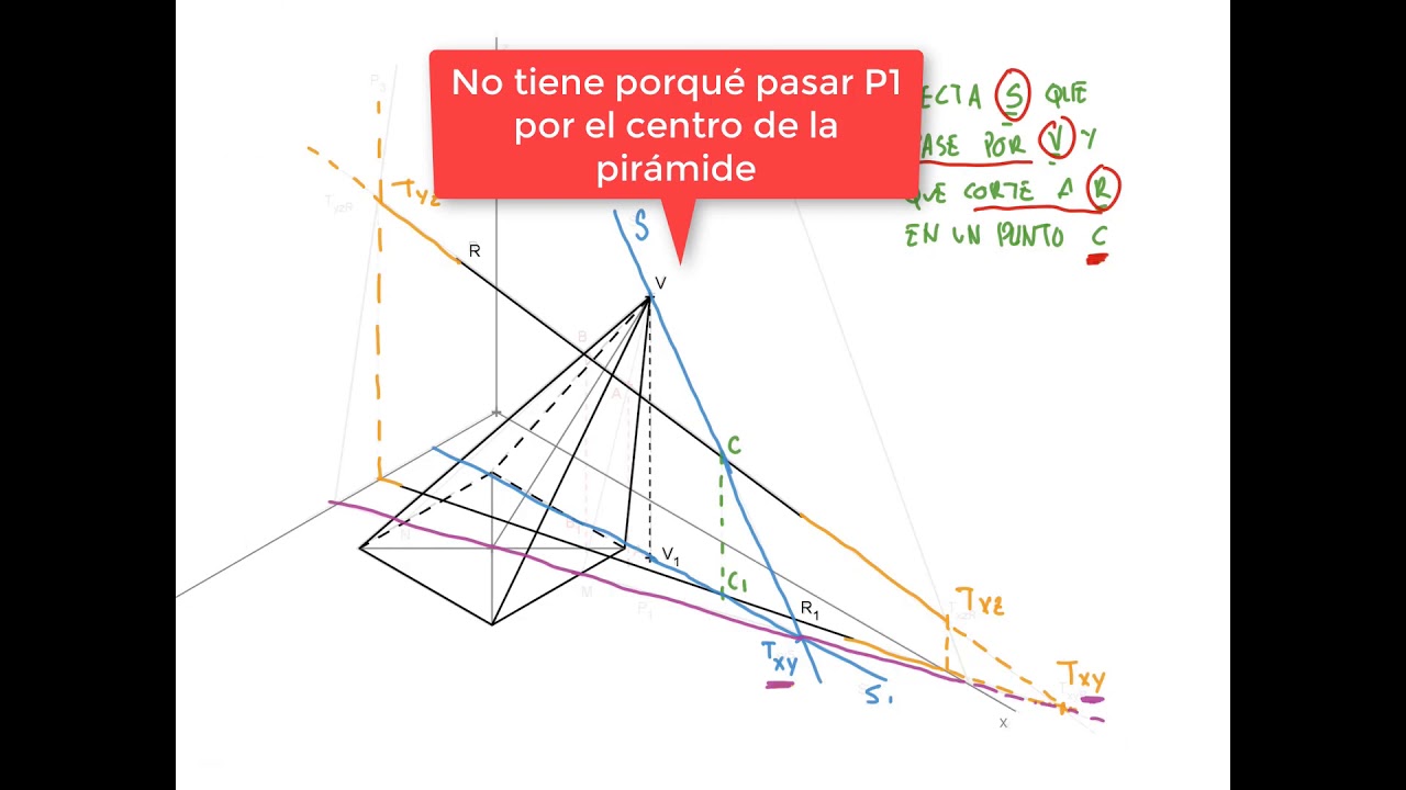 Intersección Recta y Pirámide Inclinada en Axonométrico - YouTube