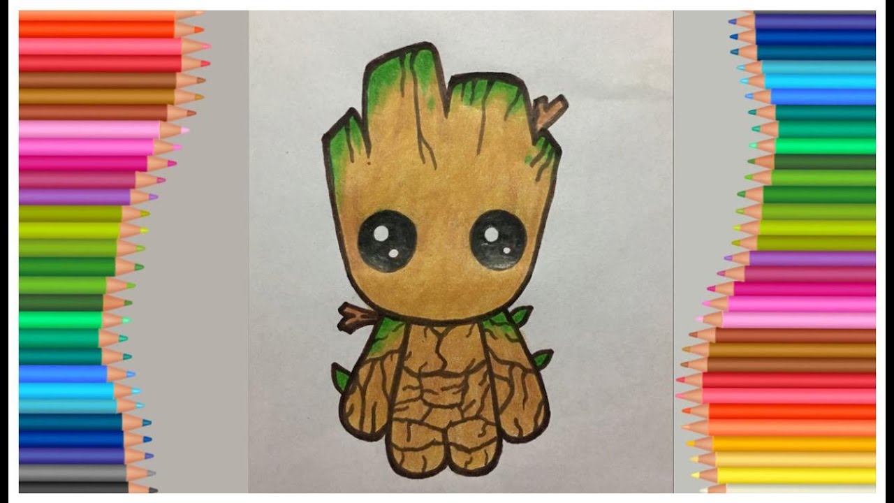 How to draw cute Baby Groot | Easy DIY - YouTube