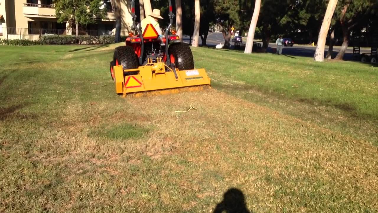 Vrismo super series flail mower for de thatching - YouTube