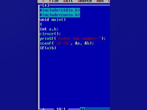 Identify b/w the two number in C language on turbo C#shorts - YouTube