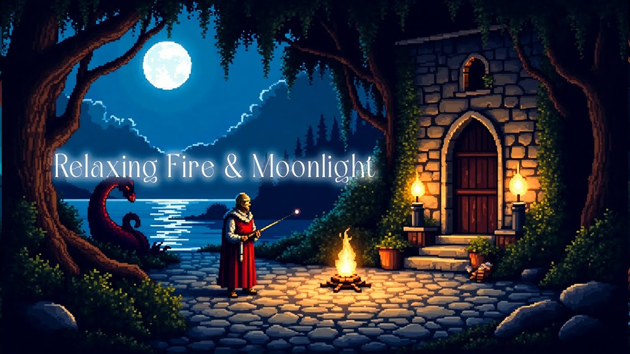 Relaxing Fire & Moonlight • Deep Sleep Ambience with Fireplace Sounds ...