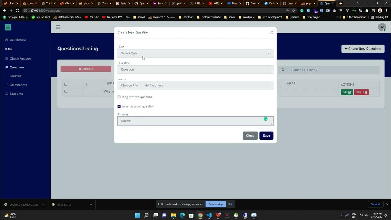 Online quiz system by laravel - YouTube