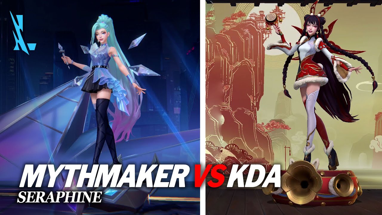 Seraphine Mythmaker VS KDA ALL OUT Skins Comparison Wild Rift - YouTube
