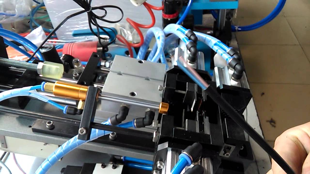 pneumatic jacket and inside wire cutting and stripping machine - YouTube