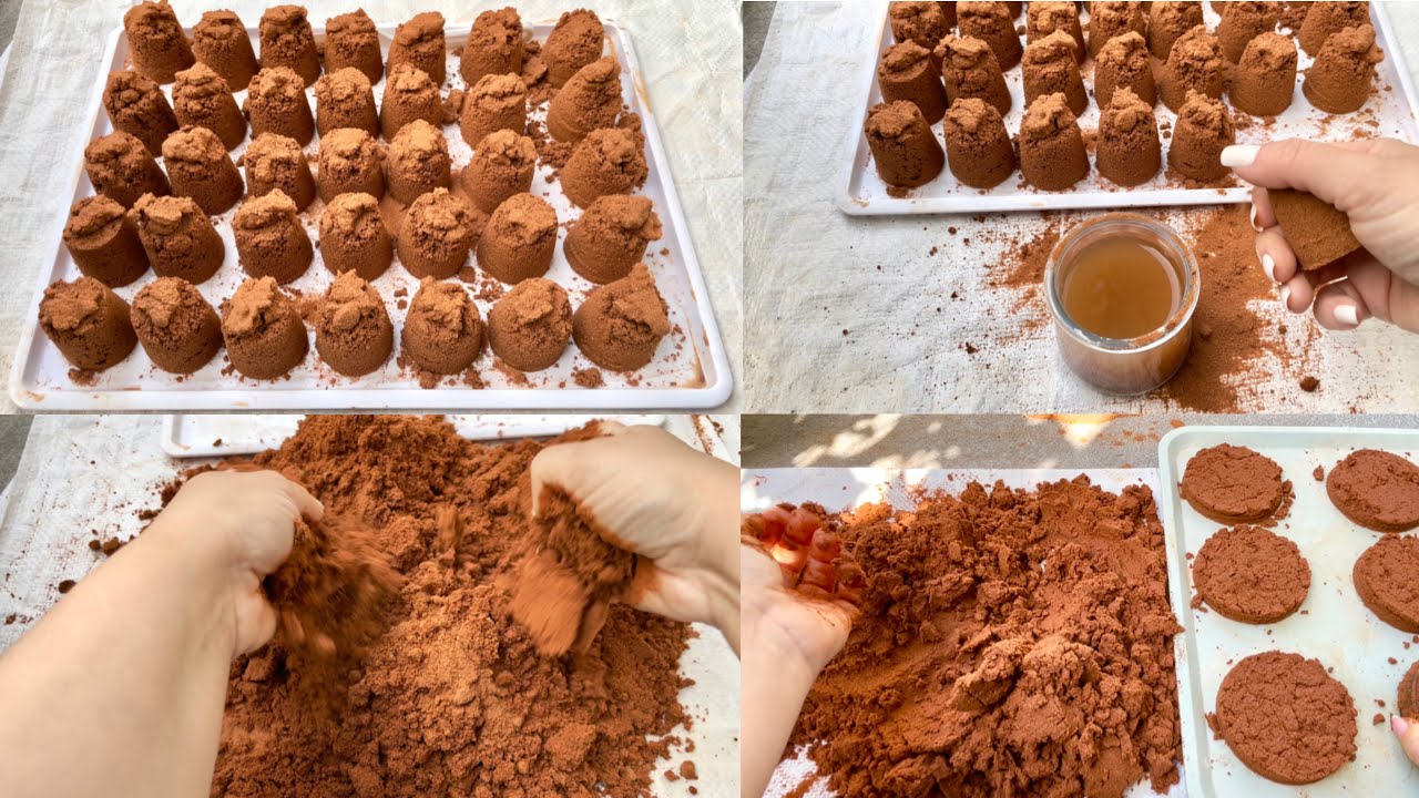 SOFT RED SAND🧡water crumbling💦texture mixing + pouring shape making🟠 ...