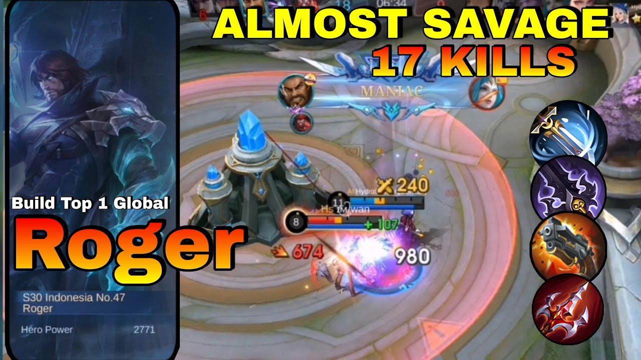 17 kills!!! Almost Savage | Best Roger- Build Top 1 Global Riger ...