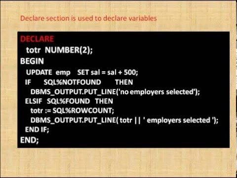 IMPLICIT CURSOR EXAMPLE PL SQL ORACLE PROGRAMMING - YouTube