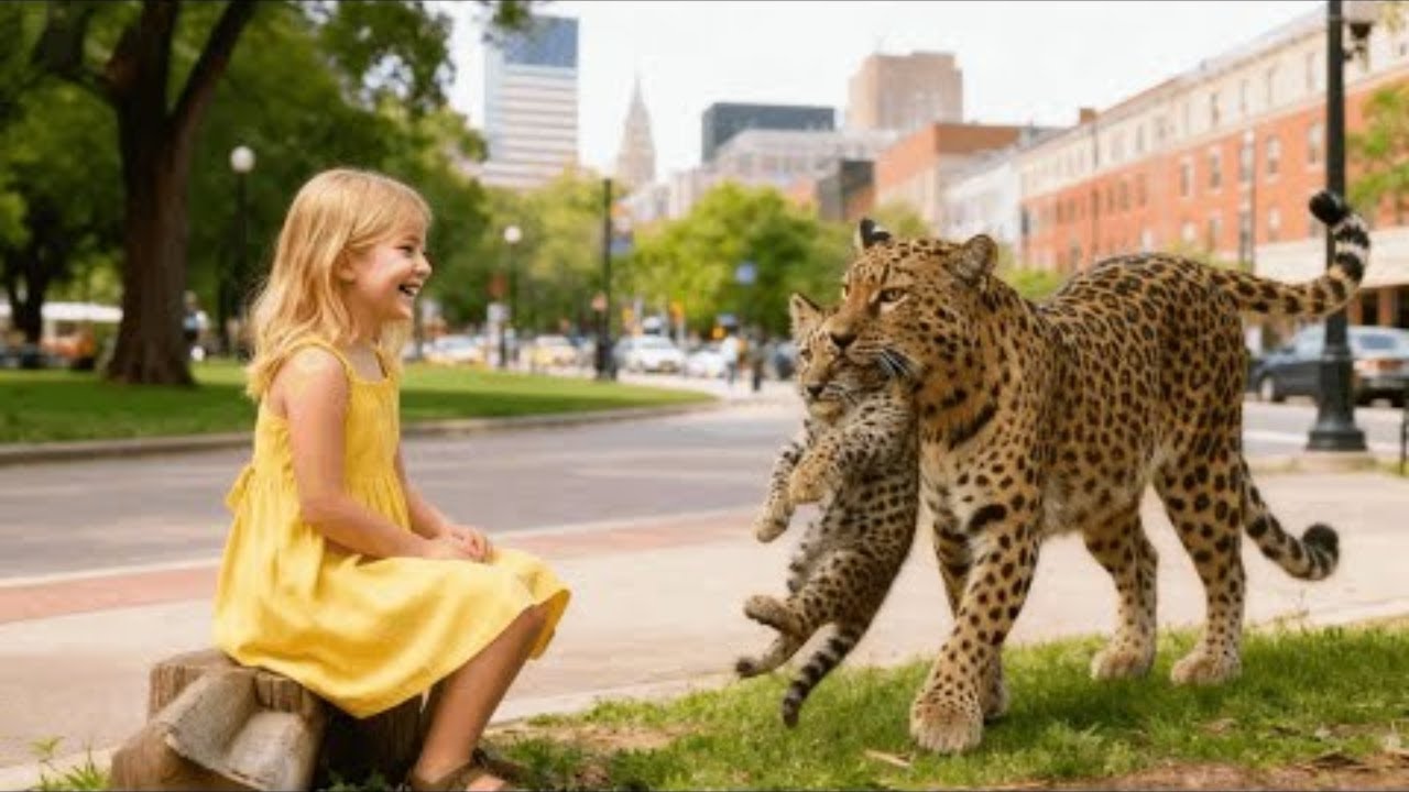 The leopard cried and brought her baby to A Girl for help, then ...