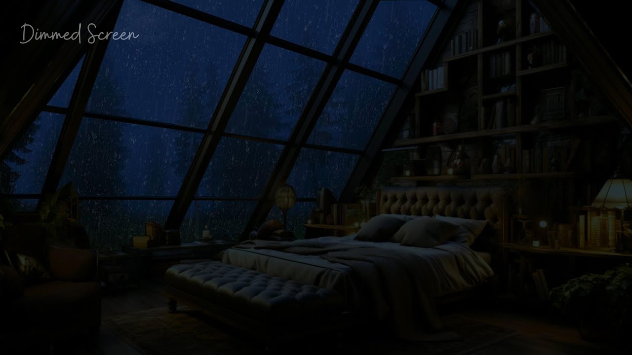 12 hours of RAIN and Thunder in Extra Dark Library room will help you ...
