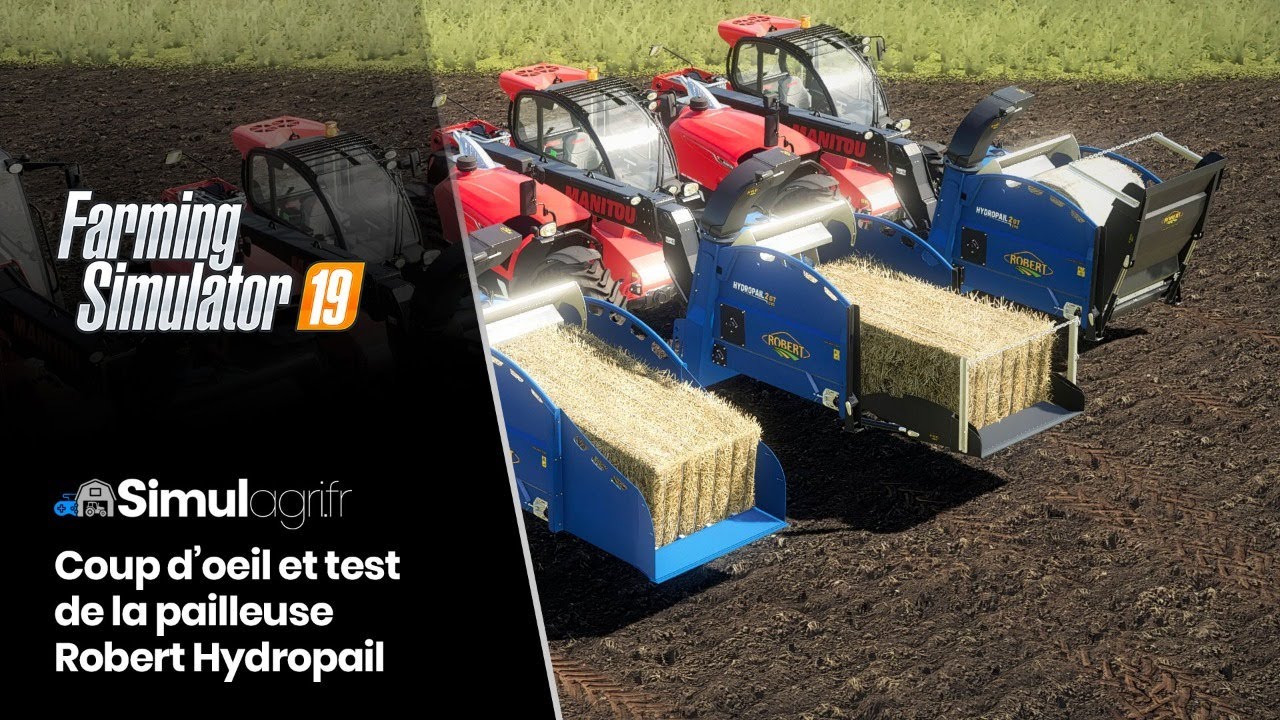 Coup d'œil et test de la pailleuse Robert Hydropail sur FS 19 - YouTube