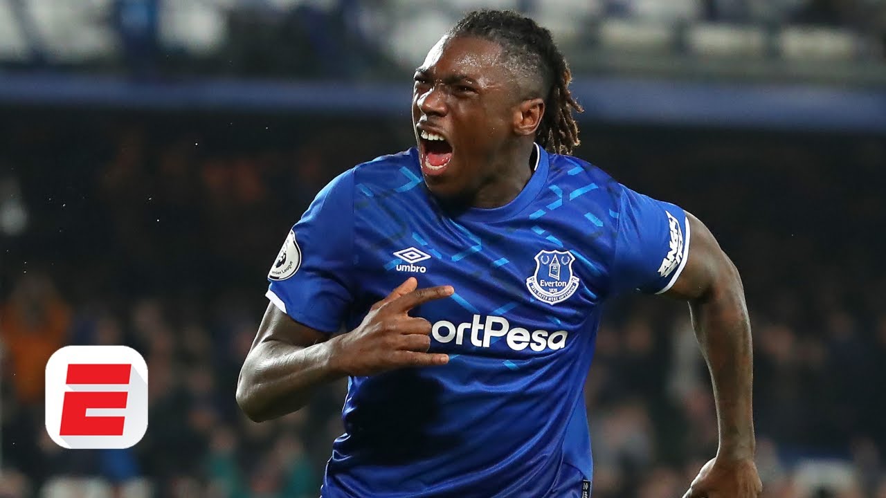 Everton's Moise Kean reacts to scoring first Premier League goal ...