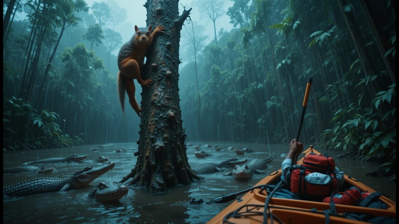 Terrified Squirrel Rescued from Crocodile-Infested Floodwaters! - YouTube