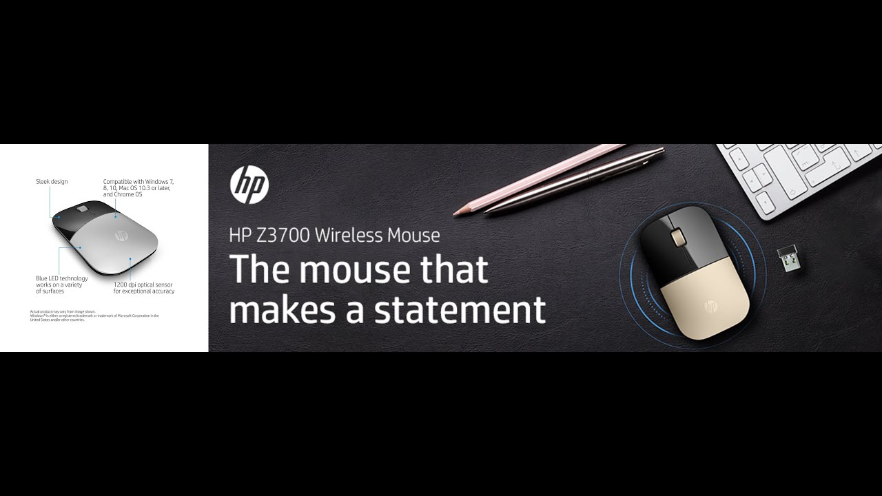 HP Z3700 Wireless Optical Mouse -16-month battery life, 1200DPI - 2 ...