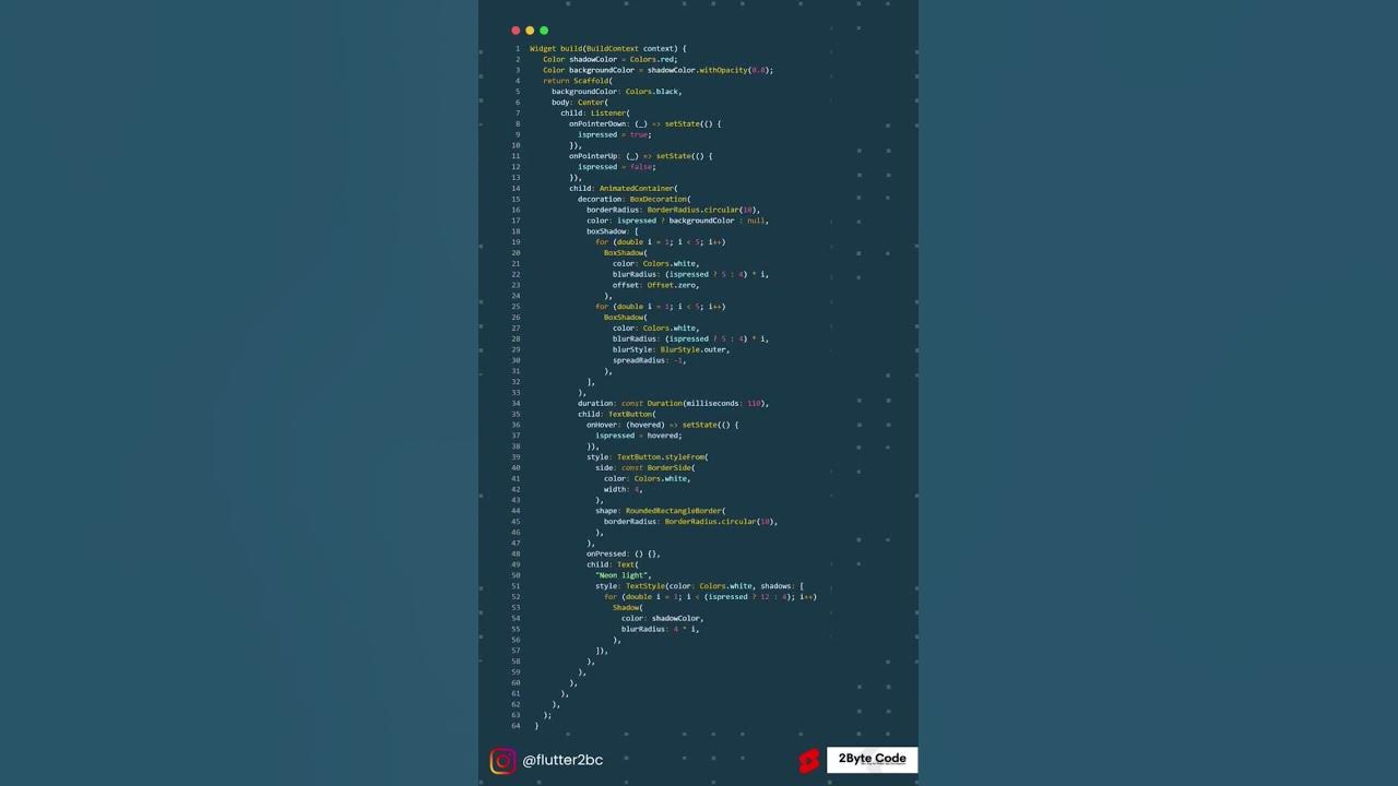 Neon Effect 🌟 In Flutter Subscribe To 2bytecode Flutterforbeginners Youtube