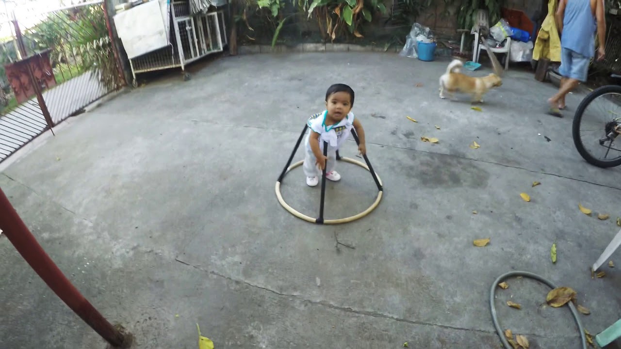 Learning to walk with andador . A pinoy walker.. - YouTube