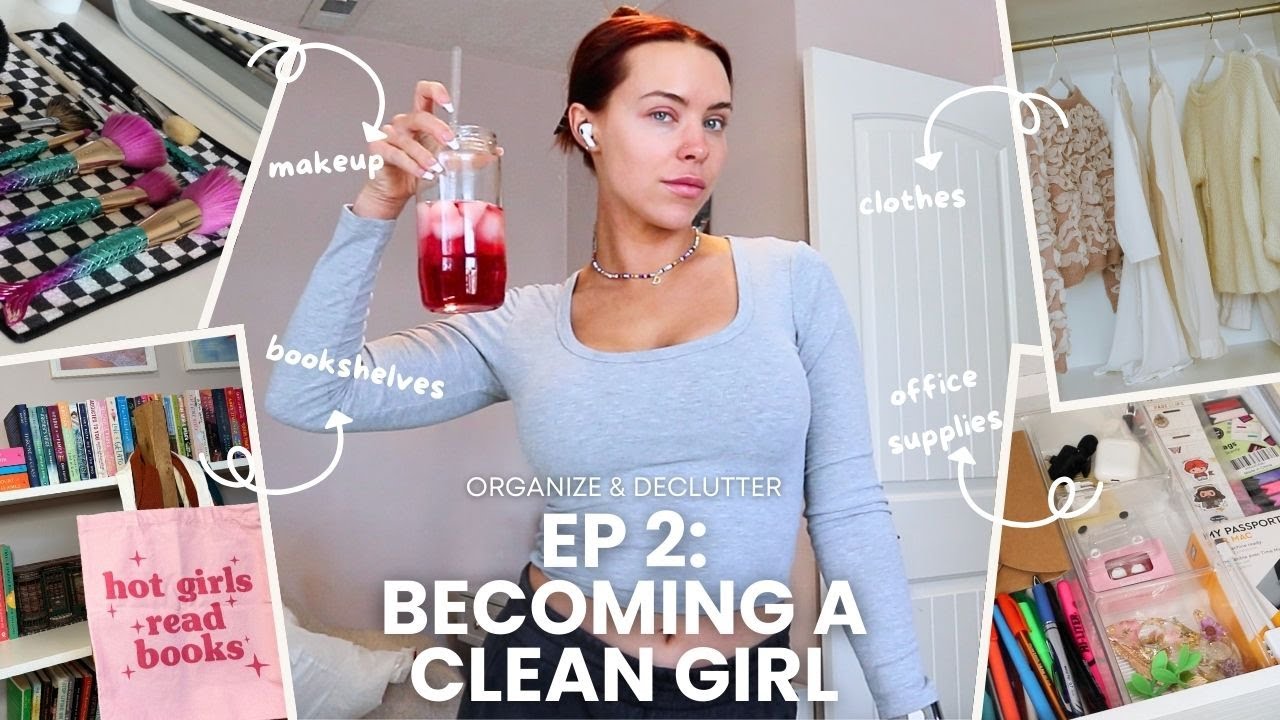 ORGANIZE & DECLUTTER WITH ME 🎀📚 | becoming a clean girl EP. 2 - YouTube