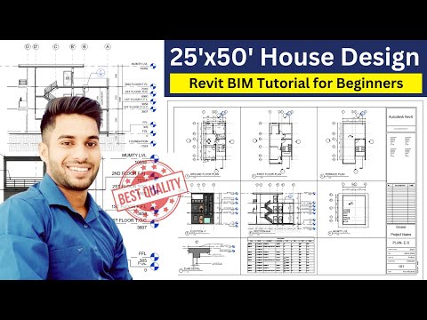 Full House Design in Revit BIM | 3D Building 25'X50' | Revit Tutorial for Beginners