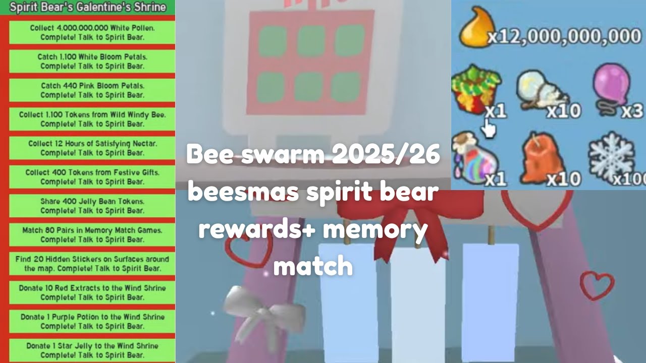 Spirit bears 2025/26 rewards+Galentines Shrine & Winter Memory Match ...