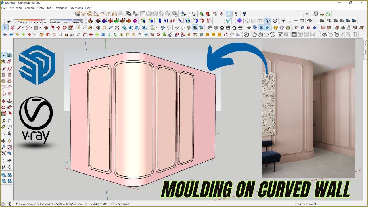 Moulding on curved wall | Sketchup | Vray render | Furniture design ...