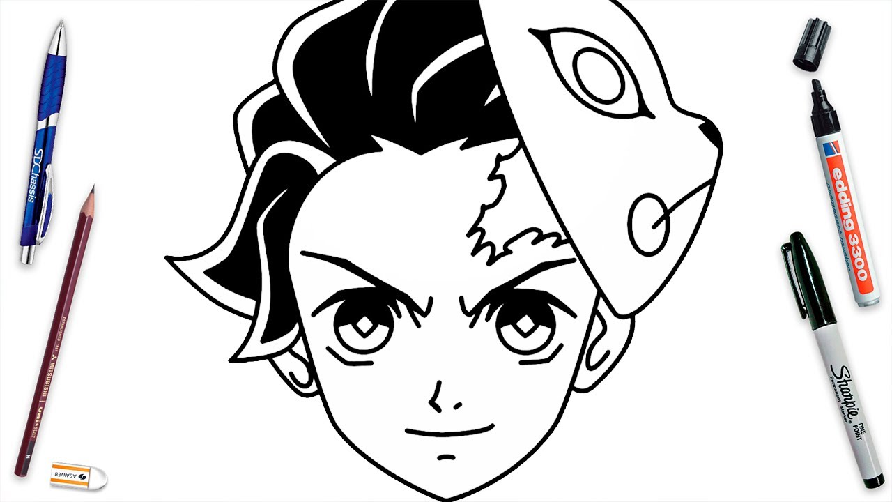 How To Draw Kamado Tanjiro Easy Step By Step | Demon Slayer Art Lesson ...