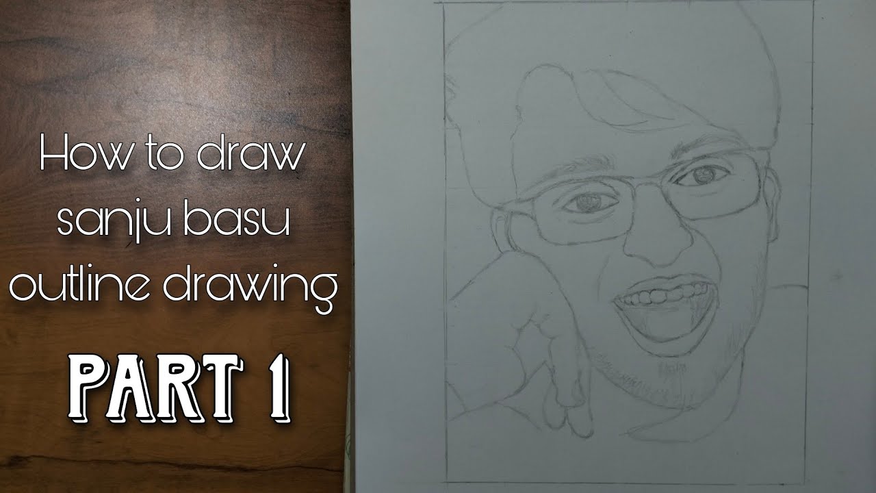 How to draw sanju basu outline drawing || Sanju art outline drawing ...