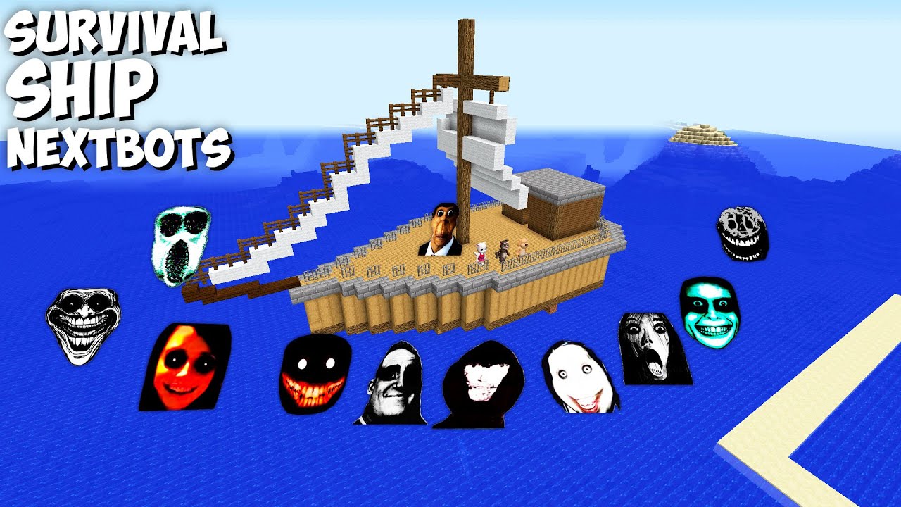 SURVIVAL SHIP WITH JEFF THE KILLER and SCARY 100 NEXTBOTS in Minecraft ...