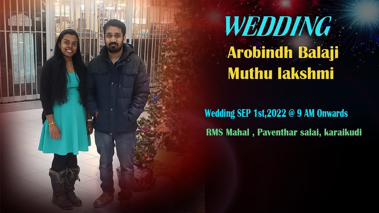 Wedding LIVE !! Arobindh Balaji & Muthu lakshmi - YouTube
