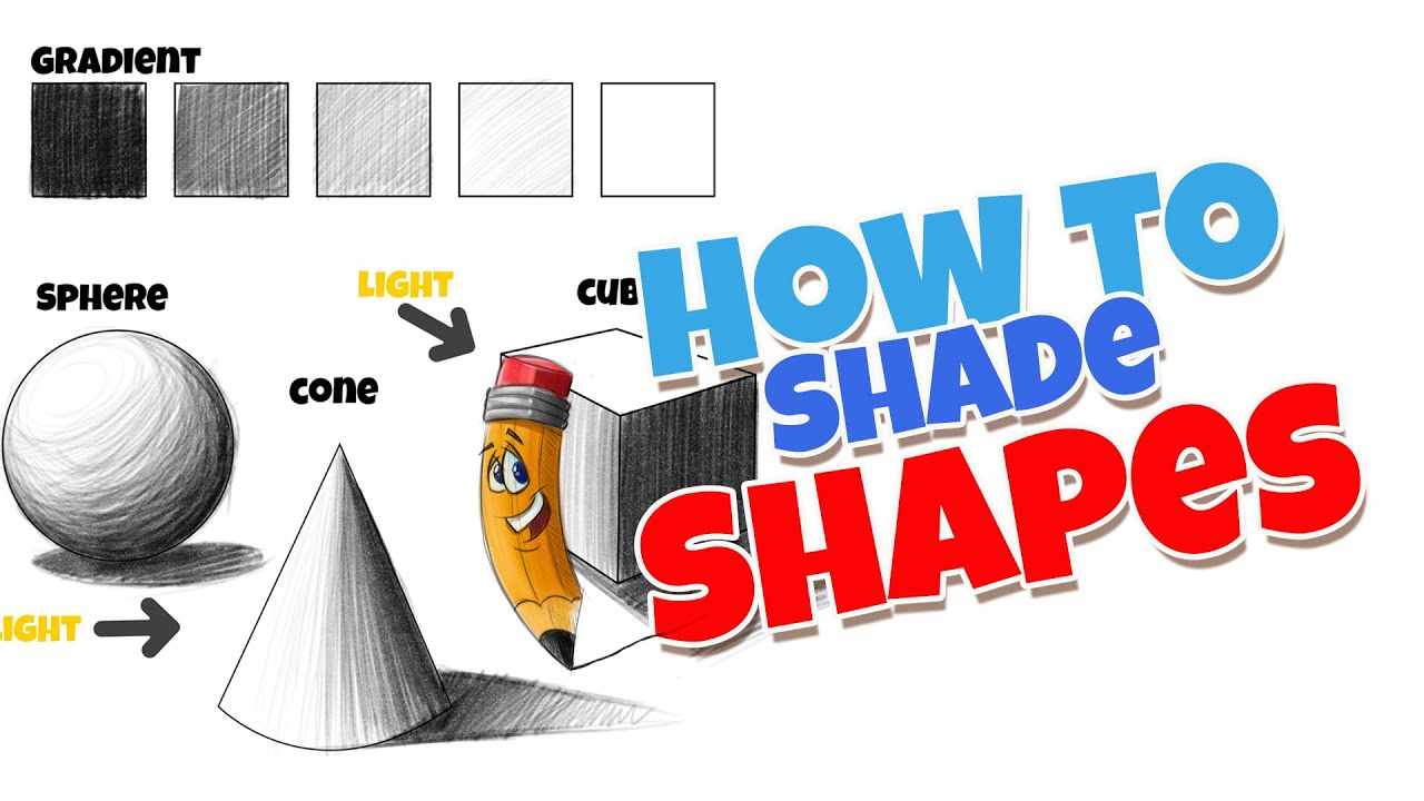 How to shade in a Circle, Cone, 3D square | step by step - YouTube