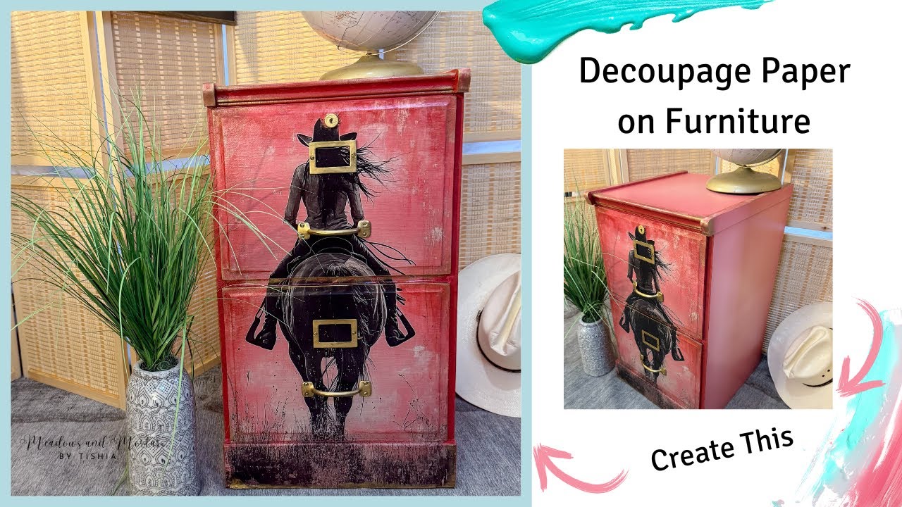How to Decoupage Paper With No Bubbles or Wrinkles / DIY Filing Cabinet ...