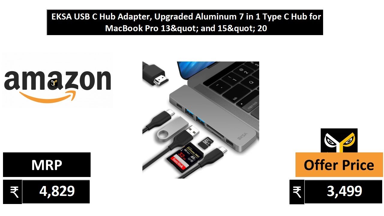 EKSA USB C Hub Adapter, Upgraded Aluminum 7 in 1 Type C Hub for MacBook ...