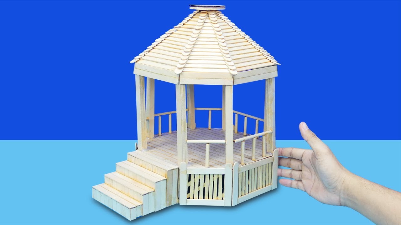 Amazing Build Cute Gazebo From Popsicle Sticks! Satisfying Mini Crafts ...