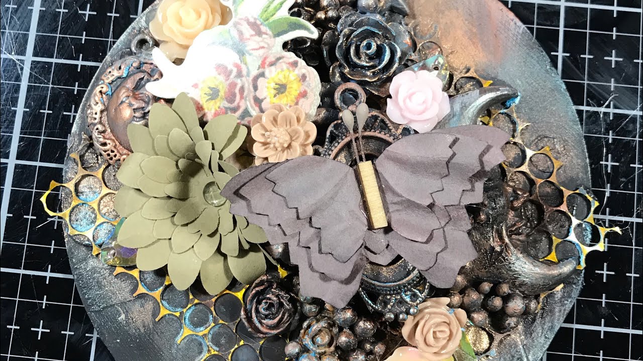 Altering a CD Vintage floral design mixed media - YouTube