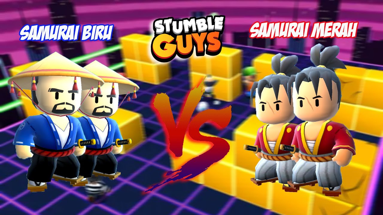 WAR SKIN SAMURAI BIRU VS MERAH ! Stumble Guys Indonesia - YouTube
