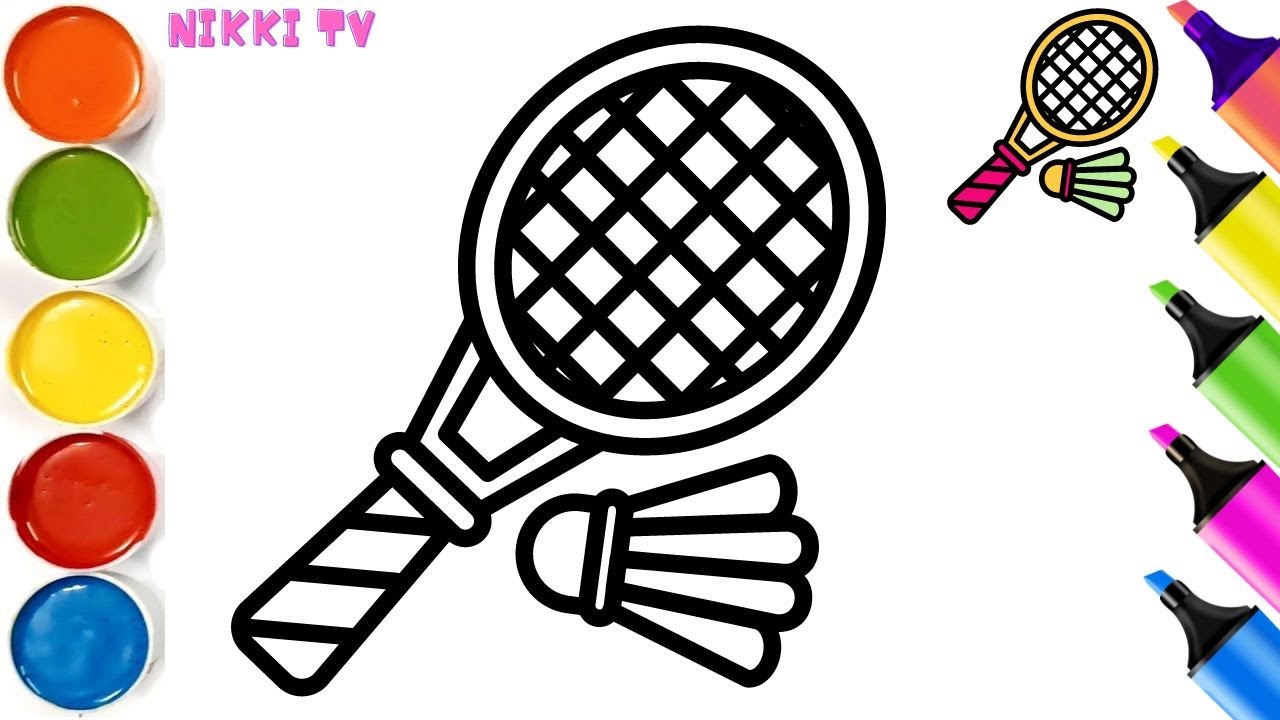 Badminton🏸 Drawing, Painting, Coloring for Kids and Toddlers | How to ...