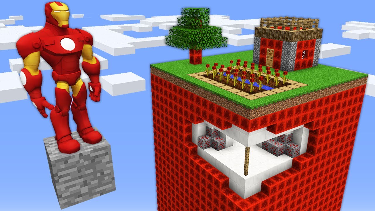 IRON MAN SUPERHERO ONE CHUNK SURVIVAL in Minecraft? MARVEL WORLD ...