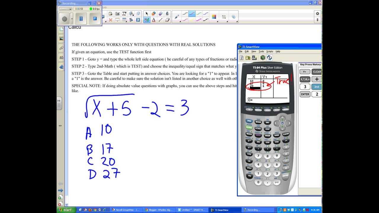 Using graphing calculator to solve equations and absolute value on ...