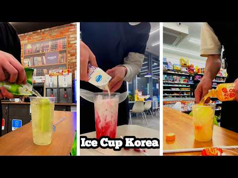 Trying Viral Korean Ice Cup ASMR🥤#icecup#southkorea#drink#asmr#7eleven#convenience#store#short#video