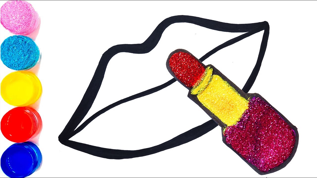 Glitter Toy Lips Lipstick coloring and drawing Painting & Learn Colors ...