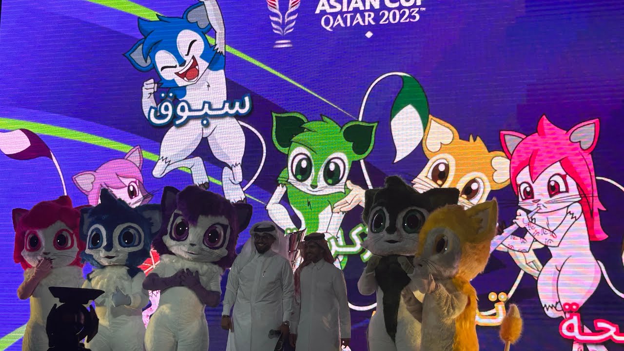 Asian Football Cup Mascots Trophy - Doha Qatar AFC 2023 Saboog, Tmbki ...