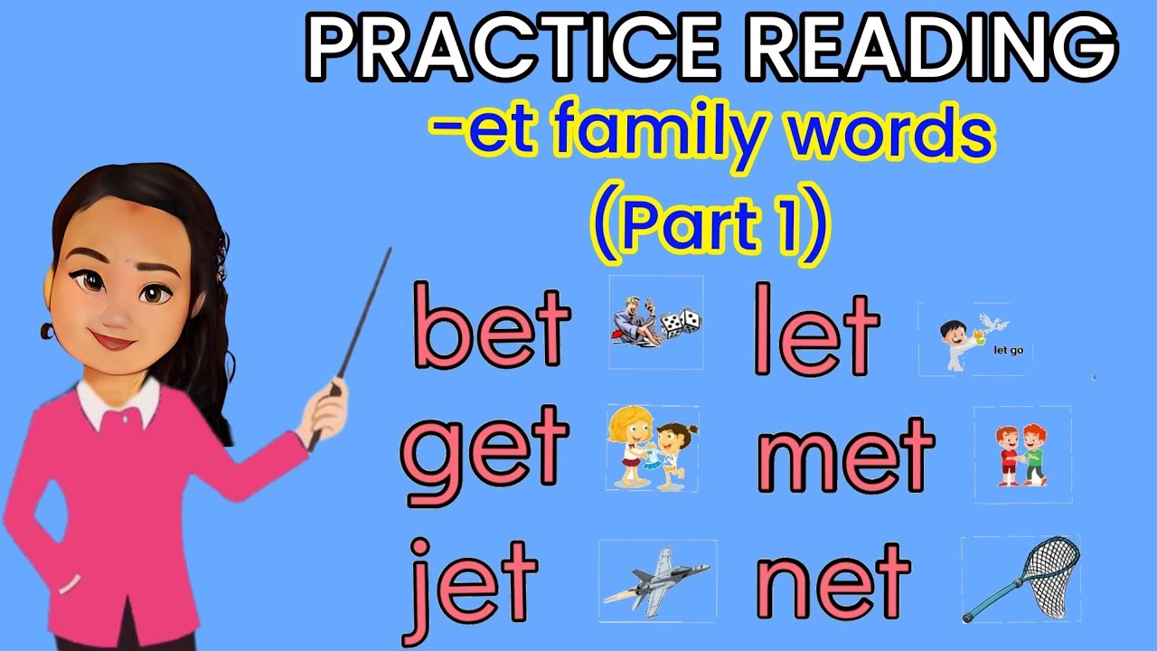 WORD FAMILY -et | Phonics For Kids (CVC WORDS) Practice Reading 3 ...