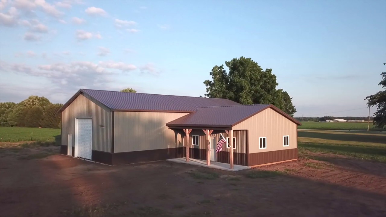 La Porte Indiana Post Frame Building Pole Barn completed - YouTube