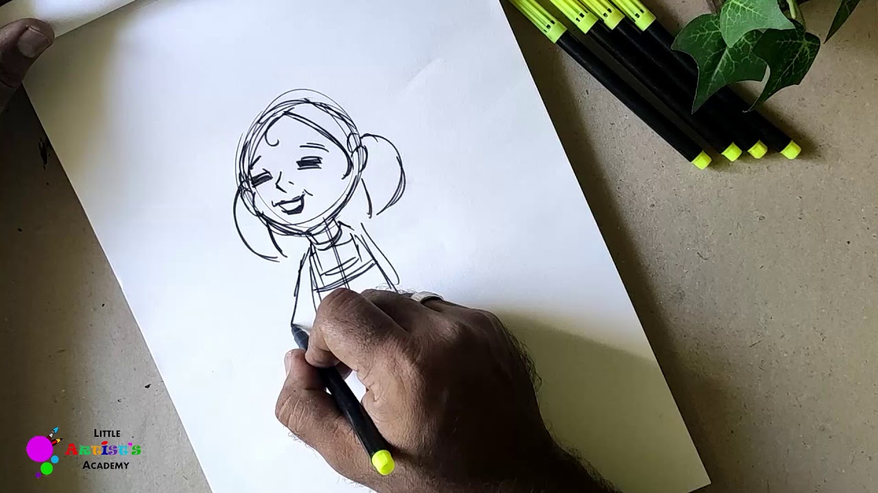 How to draw a cartoon girl - YouTube