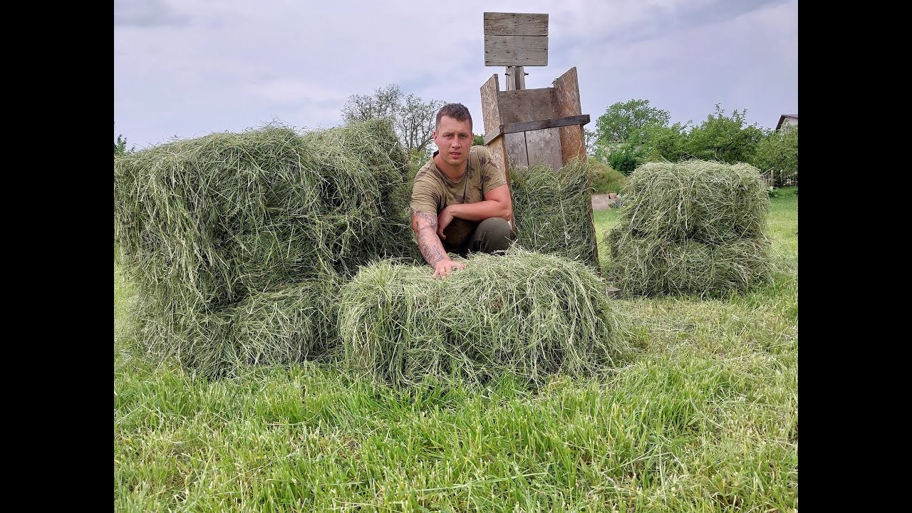 Prasa samoróbka do siana. Jak sprasować siano bez ciągnika. - YouTube
