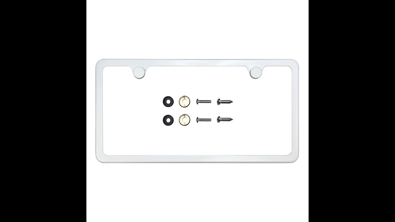FrameAi Matte White Stainless Steel Two Holes Slim License Plate Frame ...