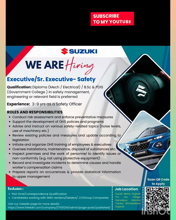 WALK IN INTERVIEW: FRESHERS, MEIL,TELANGANA, AHEMDABAD, SUZUKI #job #fresherhiring # ...