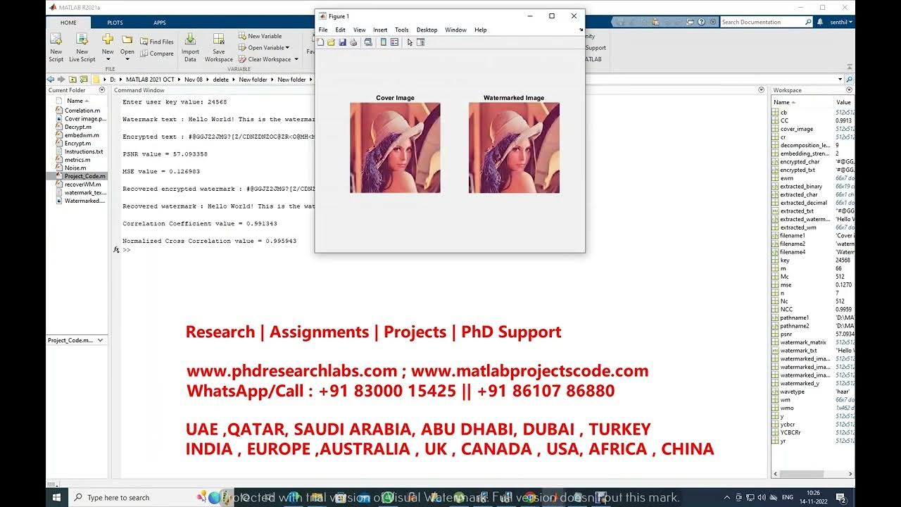 Digital watermarking using matlab | Watermarking techniques matlab project code | matlab ...