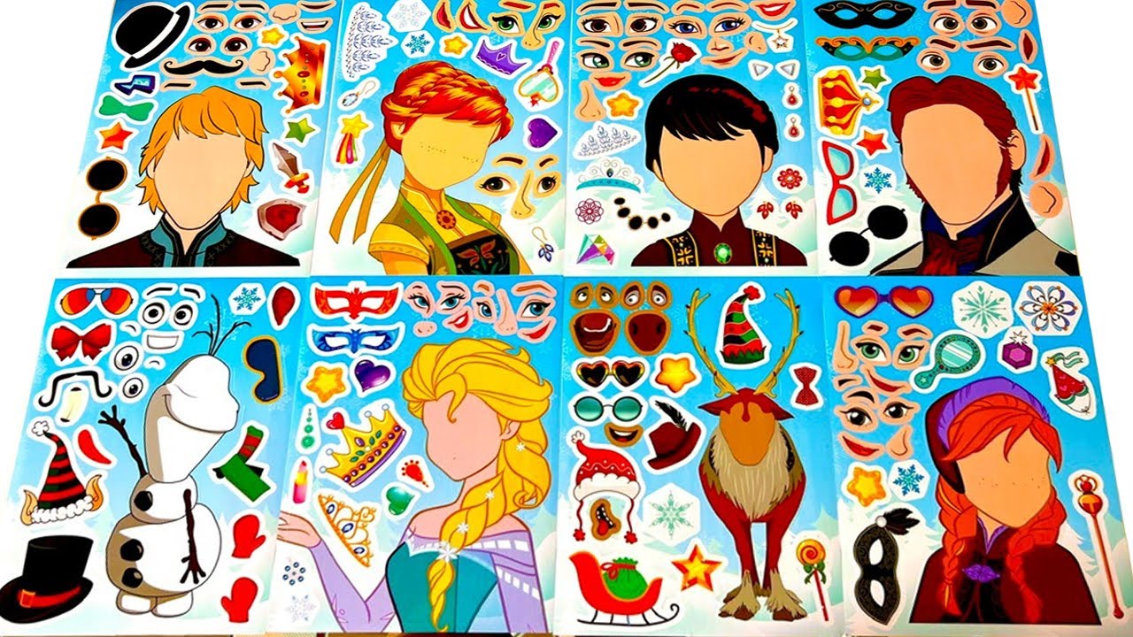 ディズニープリンセス ️ エルサ、白雪姫、シンデレラ、ラプンツェルのフローズンDIYステッカーブック制作 Making Disney ...