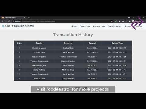 Simple Banking System in PHP MySQL with Source Code - CodeAstro - YouTube