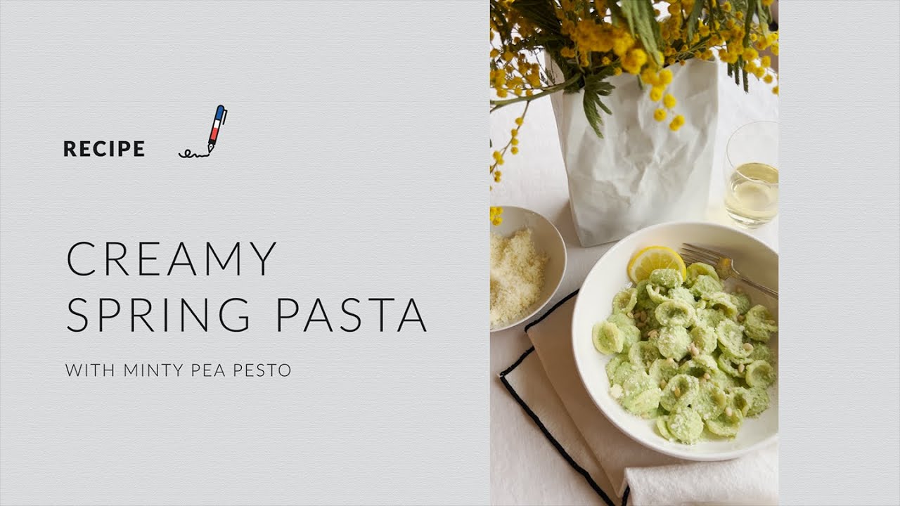 Recipe: Creamy Spring Pasta with Minty Pea Pesto - YouTube