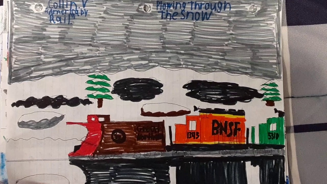 Trains in snow drawings - YouTube